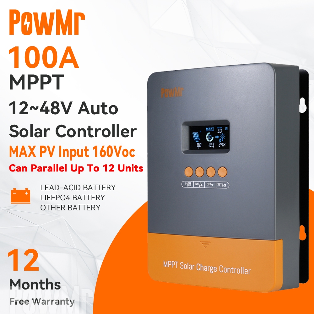 【จัดส่งในพื้นที่】PowMr ตัวควบคุมการชาร์จพลังงานแสงอาทิตย์ 100A MPPT 12V ...