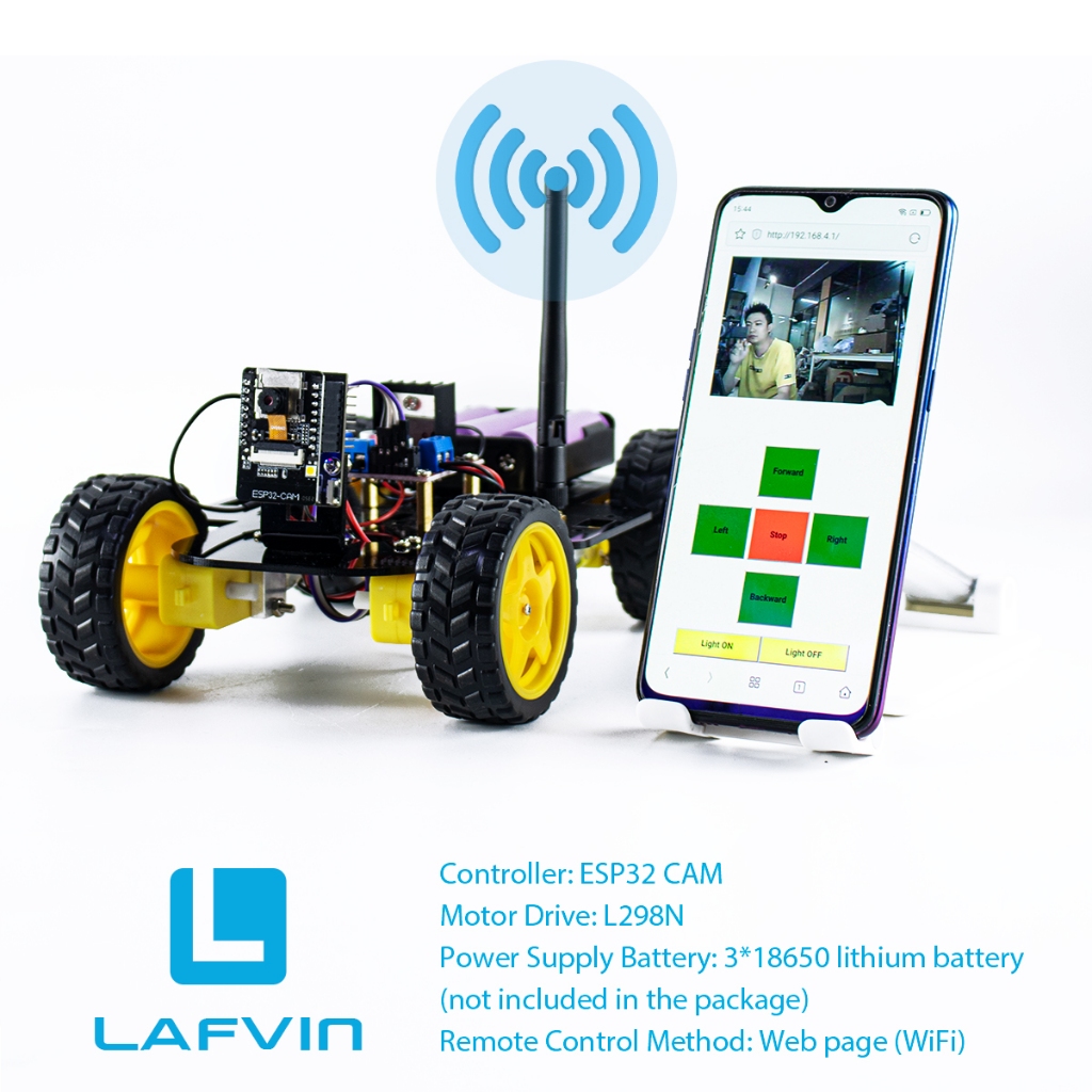 Lafvin หุ่นยนต์รถยนต์อัจฉริยะ 4WD ESP32-CAM Wifi สําหรับหุ่นยนต์โปรแกรม Arduino ESP พร้อมโค้ด ...