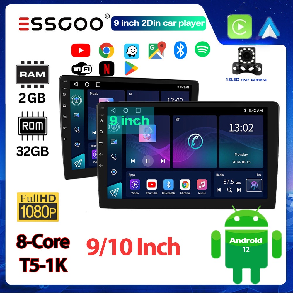 ESSGOO 2Din Android Car radio 2GB+32GB 8-Core 9 inch 10 inch 2.5D IPS Screen Car Stereo Android ...
