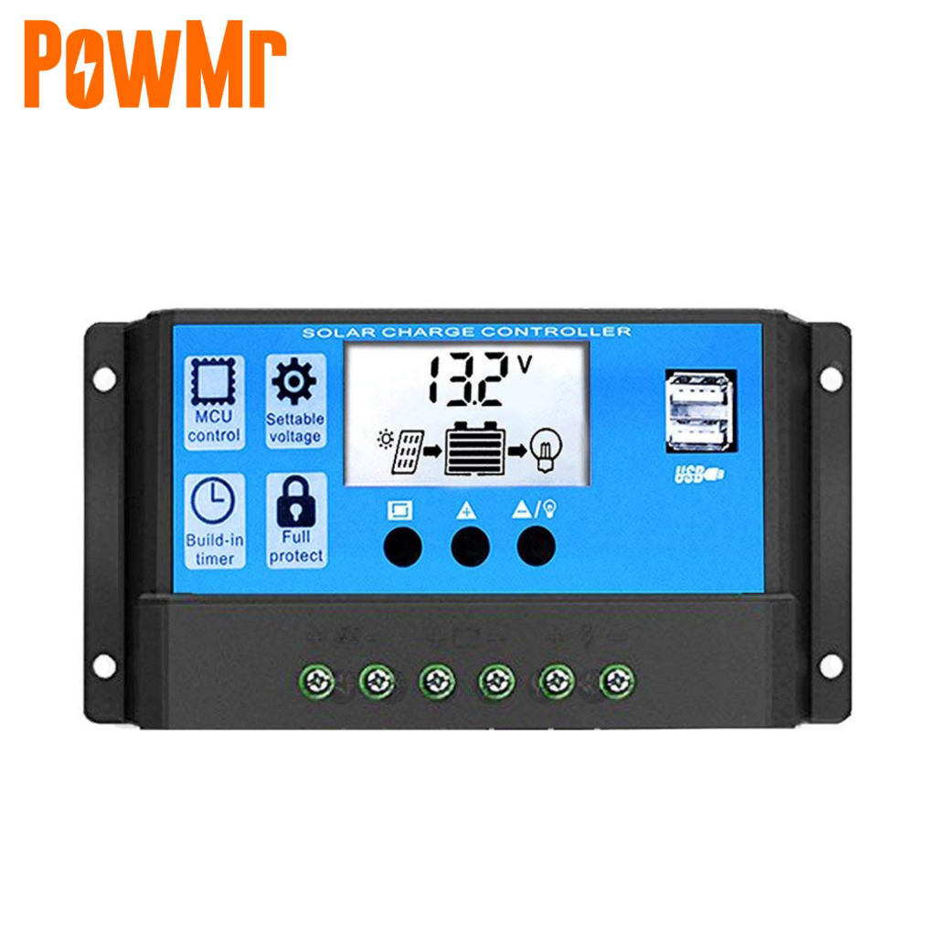 PowMr PWM 10A 20A 30A ตัวควบคุมเครื่องชาร์จพลังงานแสงอาทิตย์ 12V 24V หน้าจอ LCD USB คู่ สําหรับ ...