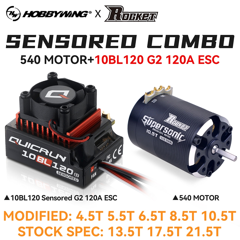 Hobbywing Sensored Brushless Motor ESC Combo for Modified 1/10 RC Car ...