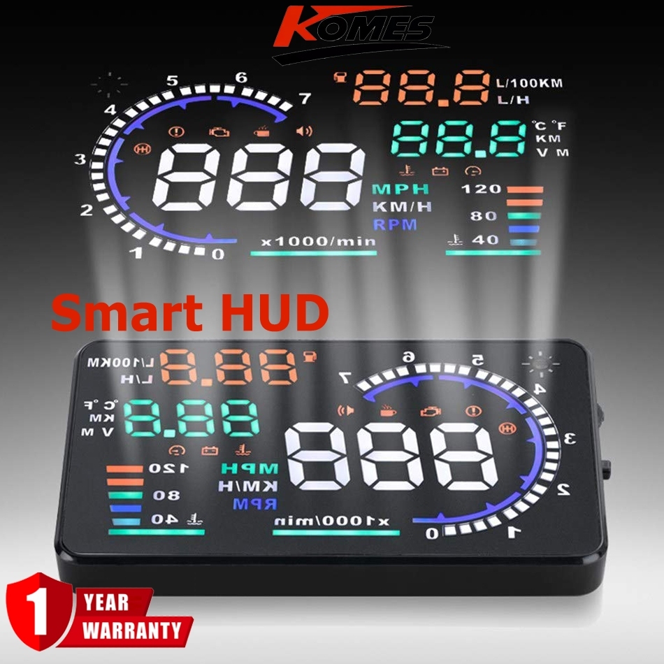 KOMES A8 หน้าจอแสดงผลรถยนต์ OBD II HUD Speed Heads Up พร้อมจ่ายสี ...