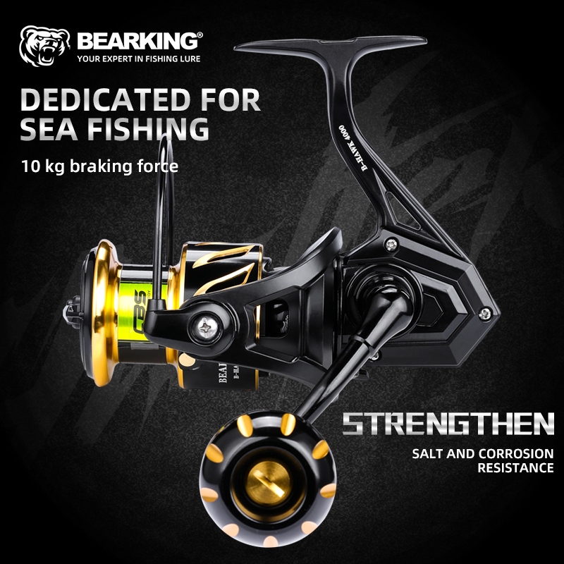 Bearking รอกตกปลาน้ําเค็ม B-Hawk 3000-6000 แบริ่ง 5+1BB ลากสูงสุด 10 กก. พร้อมล้อหมุนโลหะ 5.2:1 ...