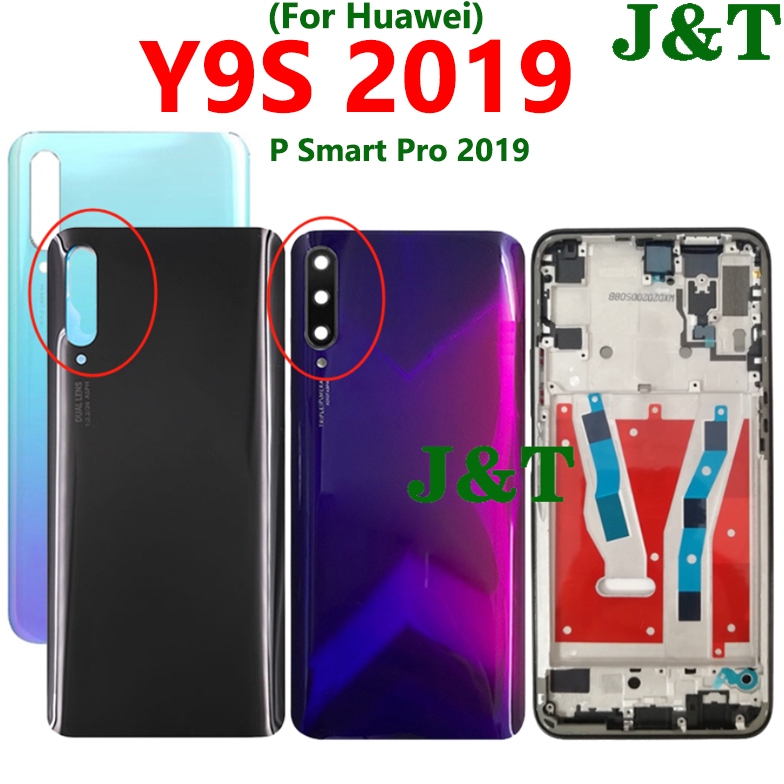 สําหรับ Huawei Y9S LCD ด้านหน้ากรอบกลางฝาหลังแบตเตอรี่ประตูเลนส์กล้อง P ...