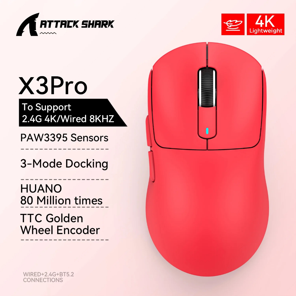 Attack Shark X2 PRO/ X3 /X3 PRO/X5/X6/X11 เมาส์บลูทูธไร้สาย 2.4G + Type-C Tri-Mode การเชื่อมต่อ ...