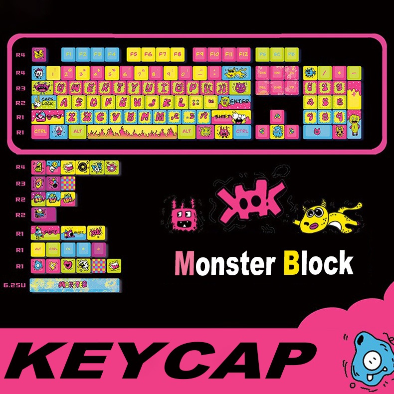 -LW- ปุ่มกดคีย์บอร์ด Monster Block PBT CHERRY Profile สําหรับคีย์บอร์ด ...