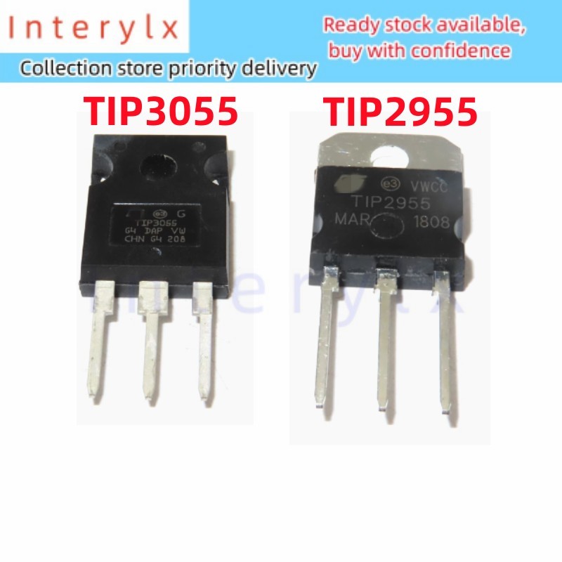 5 ชิ้น ทรานซิสเตอร์ TIP3055 TIP2955 TO247 TO-3P TIP3055 2955 3055 TO247 ...