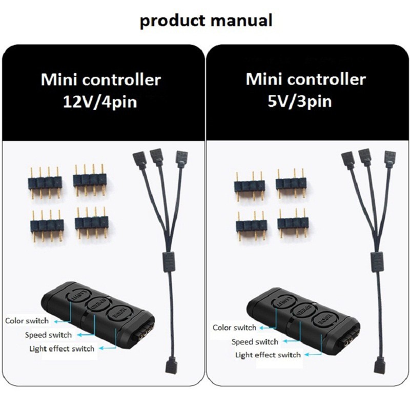 Pccooler ตัวควบคุม RGB 4-Pin 12V RGB /3-Pin 5V RGB molex สําหรับ LED ...