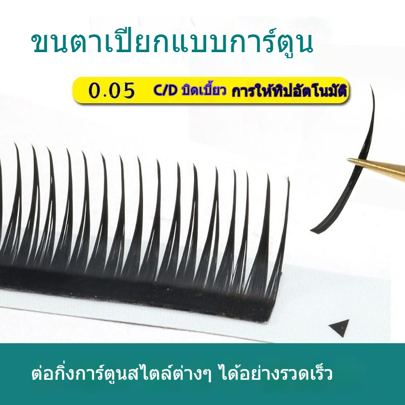 [12แถว] 0.05 การ์ตูน Sharpened Wet Eyelashes Beauty Eyelash Shop ...