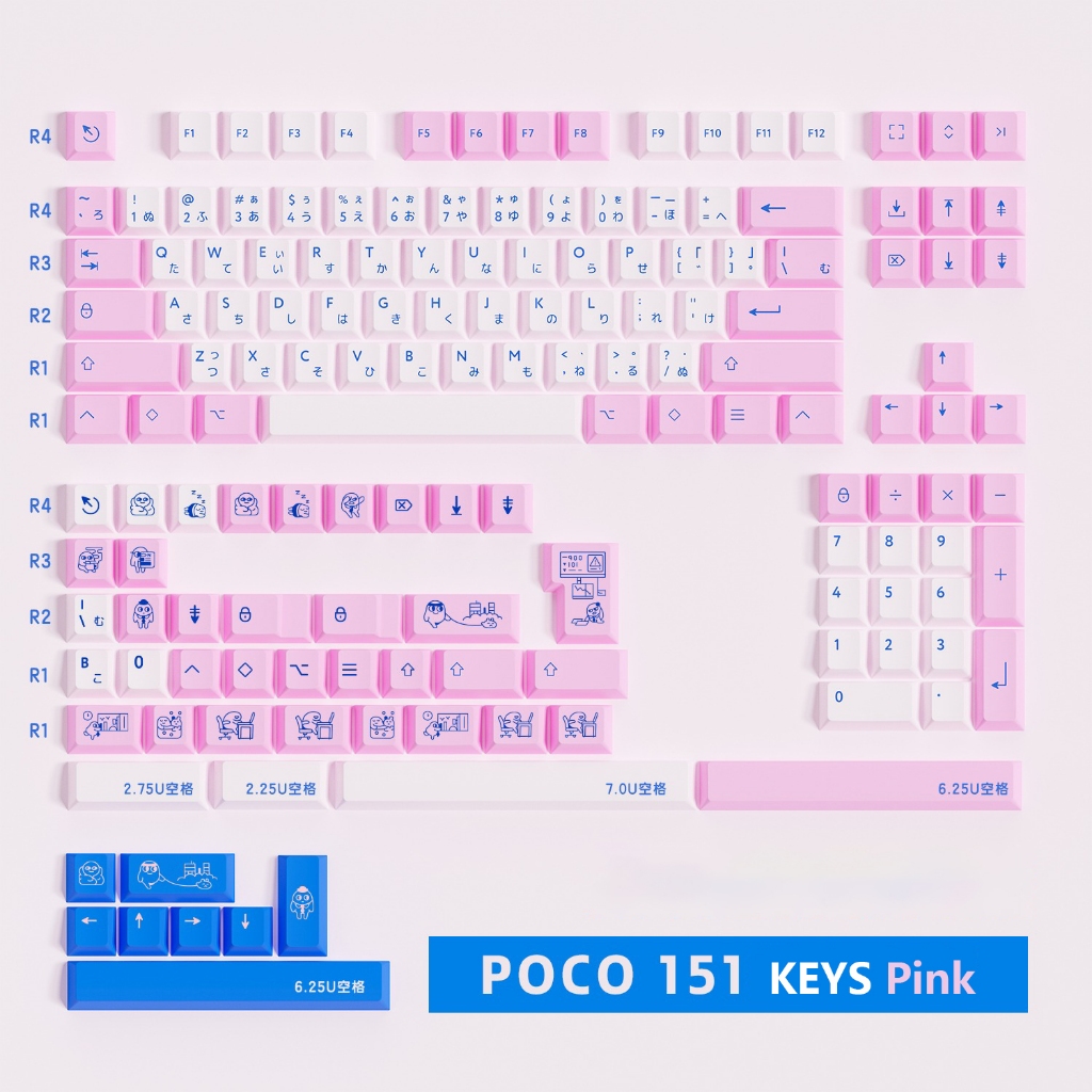 -LW- ปุ่มกดคีย์บอร์ด 151 คีย์ PBT PINK CHERRY Profile | Shopee Thailand