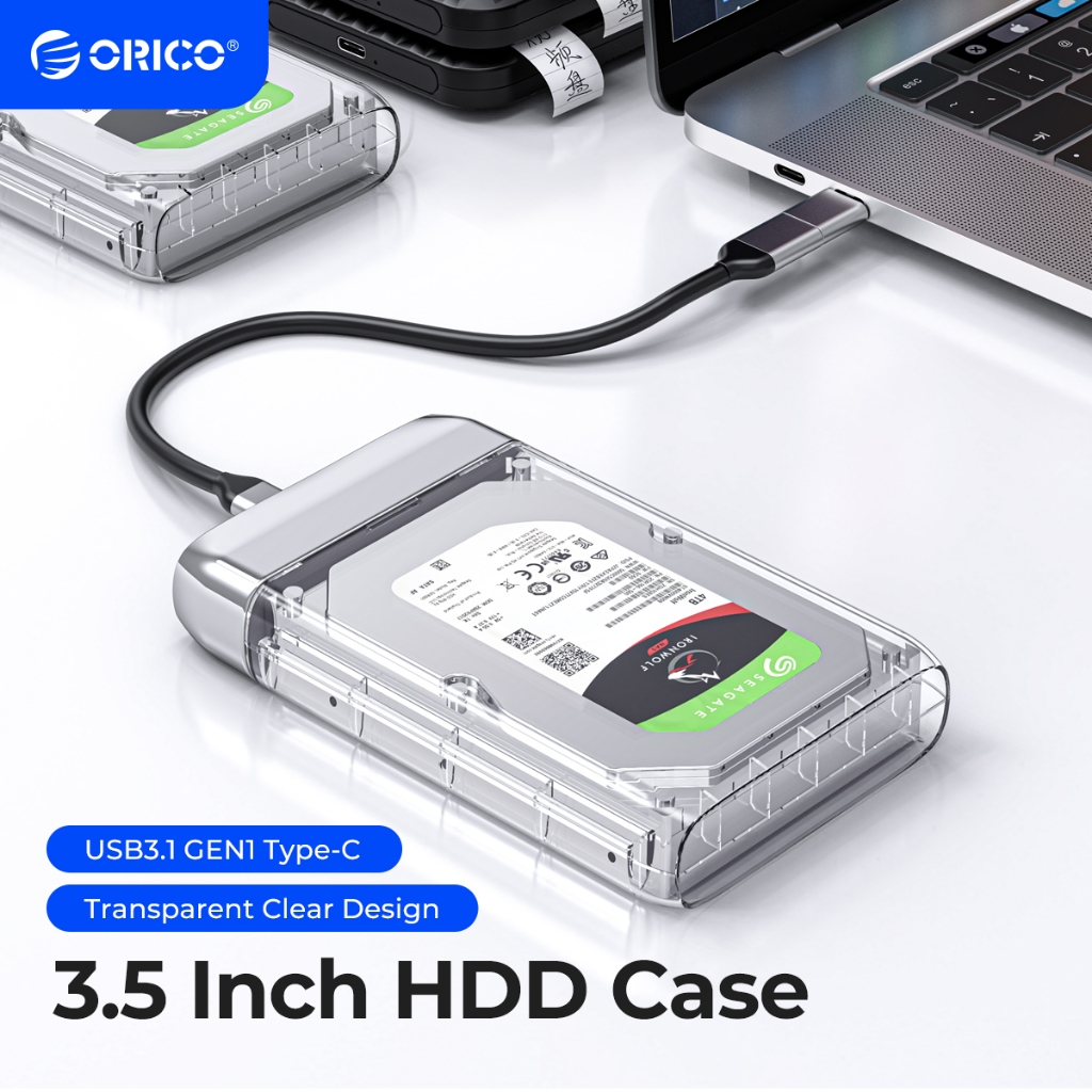 Orico 3.5 นิ้วโปร่งใส Type-C 5Gbps Hard Drive Enclosure โลหะ HDD กรณี ...
