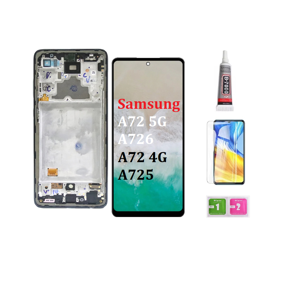 Tft พร้อมกรอบสําหรับ Samsung Galaxy A72 4G/A725 A72 5G/A726 จอแสดงผล LCD พร้อมหน้าจอสัมผัส ...