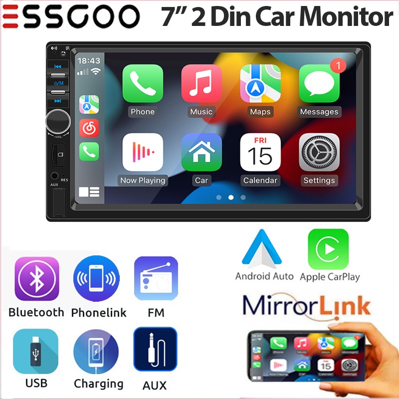ESSGOO Car radio 7" HD 2Din 7018B Mirror Link screen GPS Bluetooth HD ...