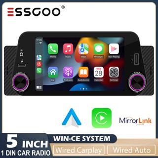 ESSGOO Car Carplay Radio 1 Din 5 Inch Multimedia MP5 Player Android Auto MirrorLink Bluetooth FM ...