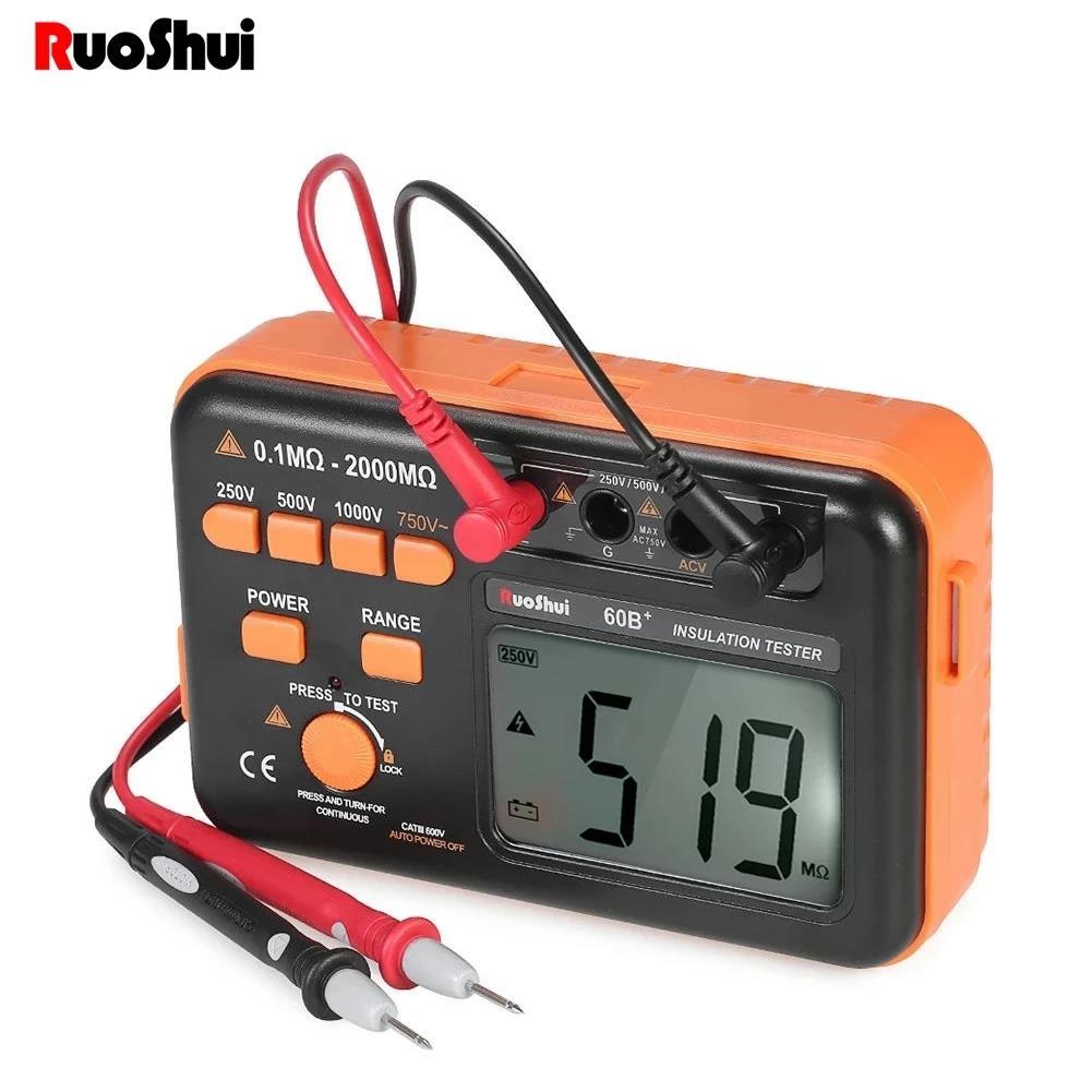 Ruoshui 60B+ เครื่องทดสอบความต้านทานฉนวนดิจิตอล 1000V การทดสอบ DC AC ...