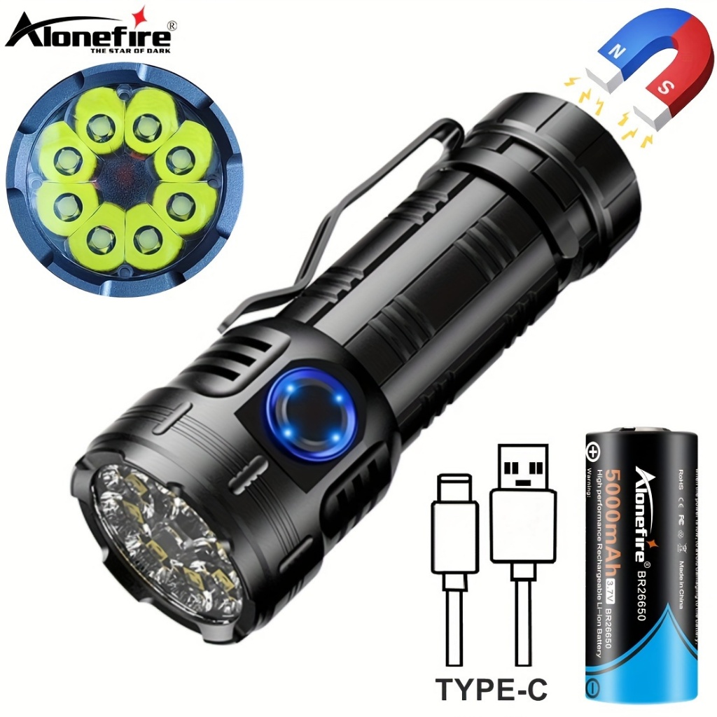 Alonefire X68S 6500K 8LED ไฟฉาย สว่างสูง ชาร์จ Usb พลังงานสูง แบบพกพา ...