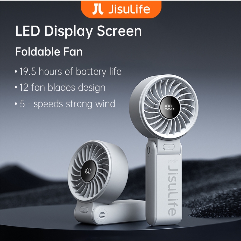 Jisulife พัดลมขนาดเล็ก แบบพกพา 5000mAh พัดลม USB พับได้ พร้อม 5 เกียร์ ...