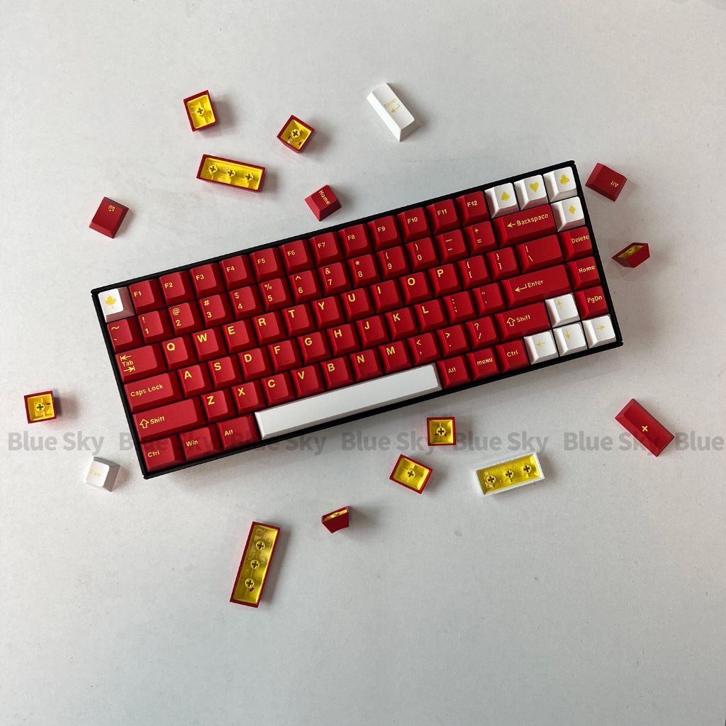 【Blue Sky】GMK theme Classic Red keycaps/Double shot/Cherry profile ABS ...