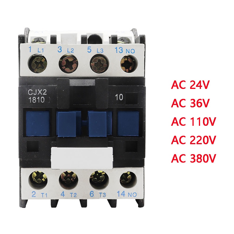 Cjx2-1810 LC1D AC Contactor 18A 3 เฟสคอยล์แรงดันไฟฟ้า 380V 220V 110V 36V 24V Din Rail ติดตั้ง 3P ...