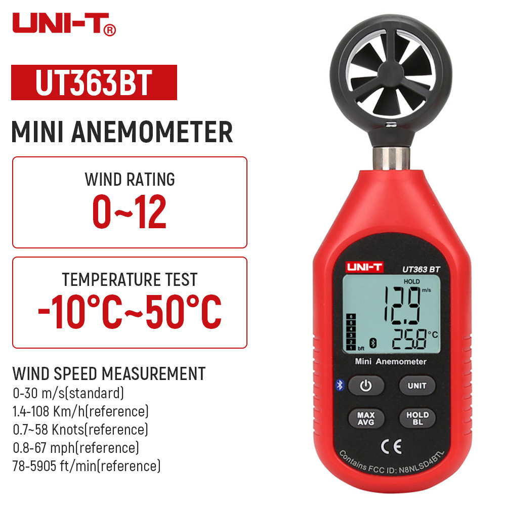 UNI-T UT363S UT363 UT363BT Digital Anemometer เครื่องวัดความเร็วลม แบบ ...