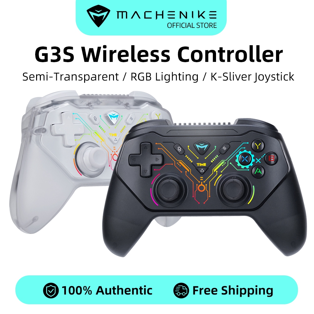 Machenike G3S จอยเกมไร้สาย โปร่งแสง PS เหมือนเค้าโครง RGB Backlit Plug ...