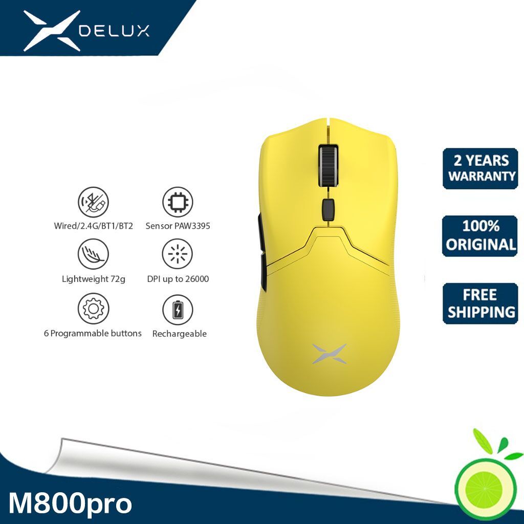 Delux M800pro เมาส์เกมมิ่งไร้สายบลูทูธ น้ําหนักเบา paw3395 | Shopee Thailand