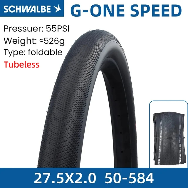 Schwalbe G-ONE SPEED 27.5x2.0 50-584 Tubeless 55PSI จักรยานพับยาง ...
