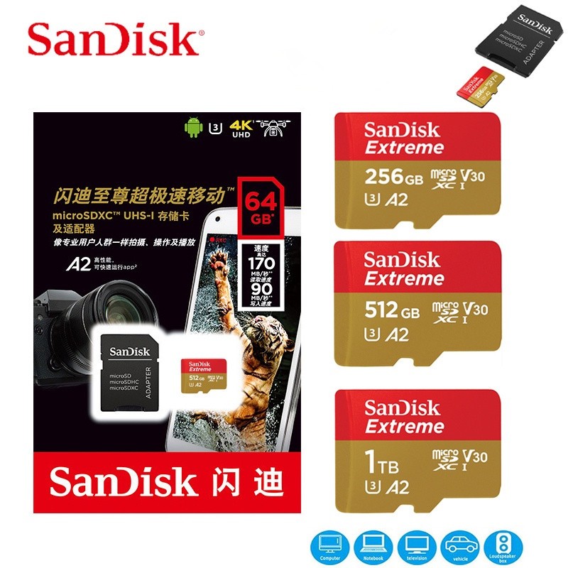 1tb 512GB Extreme170MB/S MicroSD Card A2 ระดับ 10 การ์ดหน่วยความจํา ...