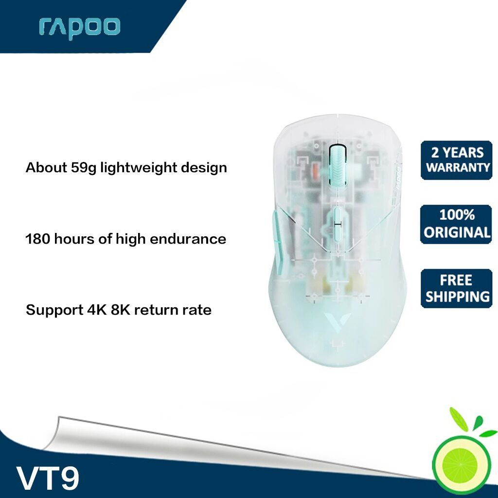 Rapoo VT9 Air 4K เมาส์เกมมิ่งไร้สาย PAW3395 เซนเซอร์สองโหมด RGB FPS น้ําหนักเบา 800mAh | Shopee ...