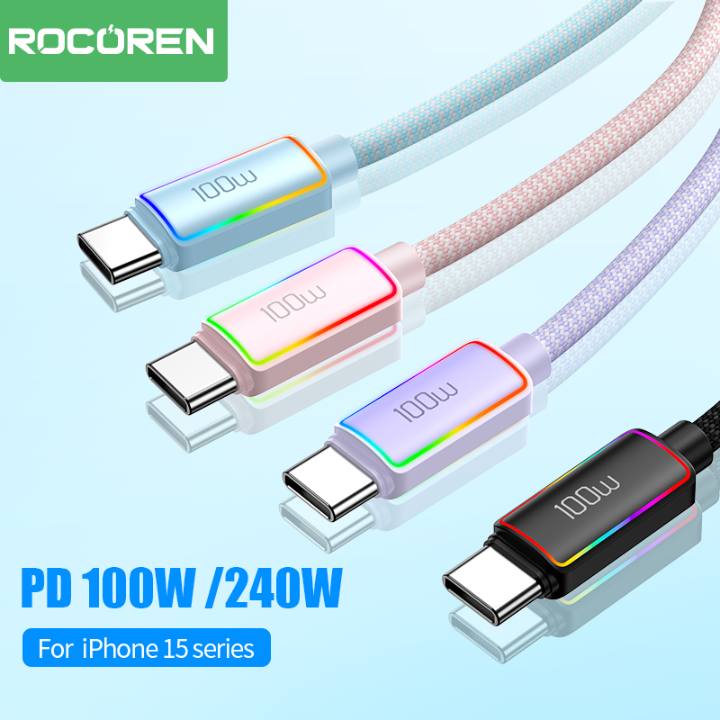 Rocoren สายชาร์จเร็ว 240W 5A USB Type C สําหรับ Iph 15 Series Samsung ...