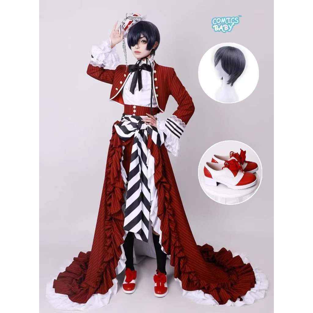 Anime Black Butler cosplay Costume Charles red teacup เกม อะนิเมะ คอสเ ...
