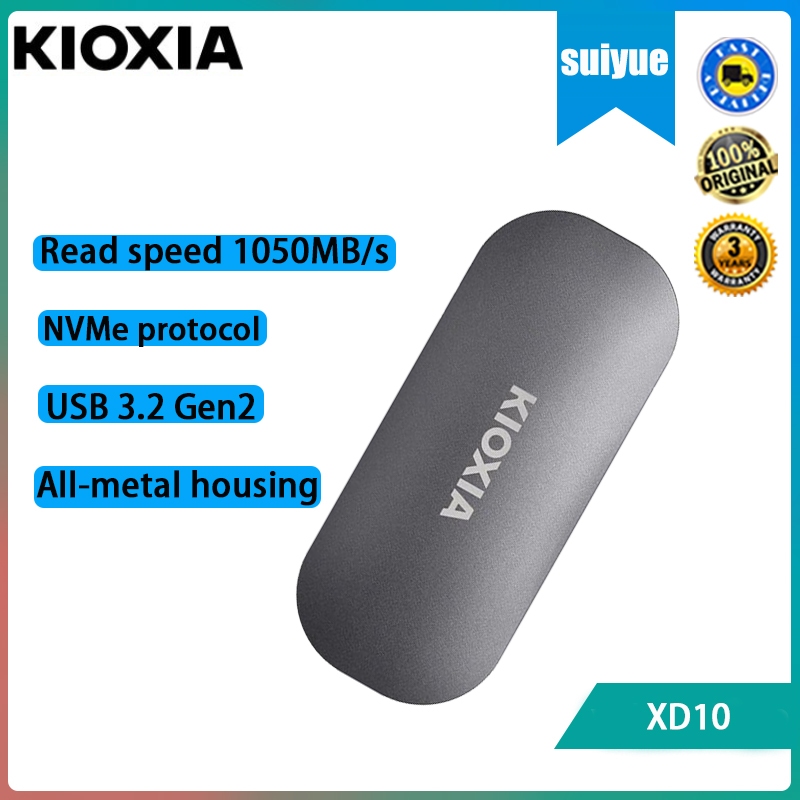 Kioxia XD10 PSSD EXCERIA PLUS ไดรฟ์โซลิดสเตท แบบพกพา ความเร็วสูง 1TB 1050 MB/S USB3.2 Gen2 Type ...
