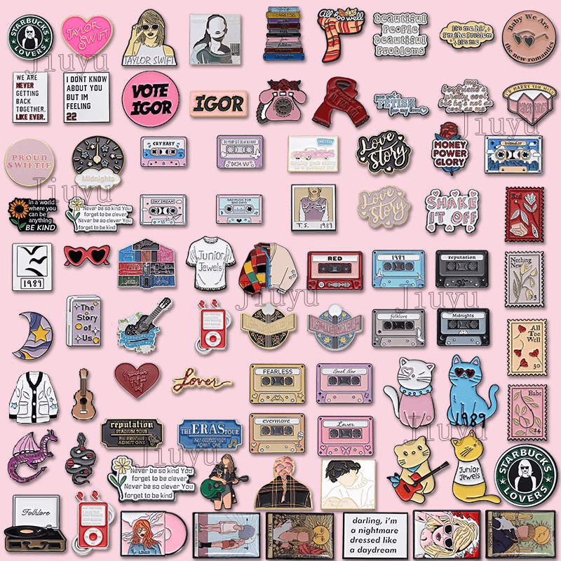100 สไตล์ Taylor Swift Music Pin Tape อัลบั้มเคลือบเข็มกลัด Global ...