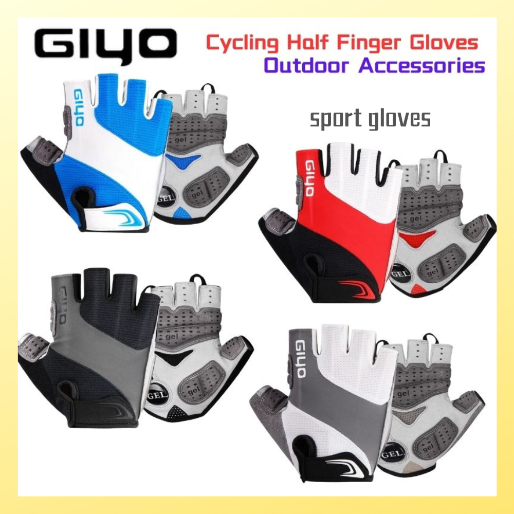 Giyo ถุงมือเจล แบบครึ่งนิ้ว กันกระแทก ระบายอากาศ เหมาะกับฤดูร้อน ...