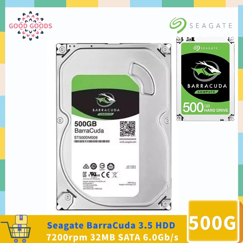 Seagate BarraCuda ฮาร์ดไดรฟ์ภายใน ST500DM009 500GB HDD 7200 RPM 64MB ...