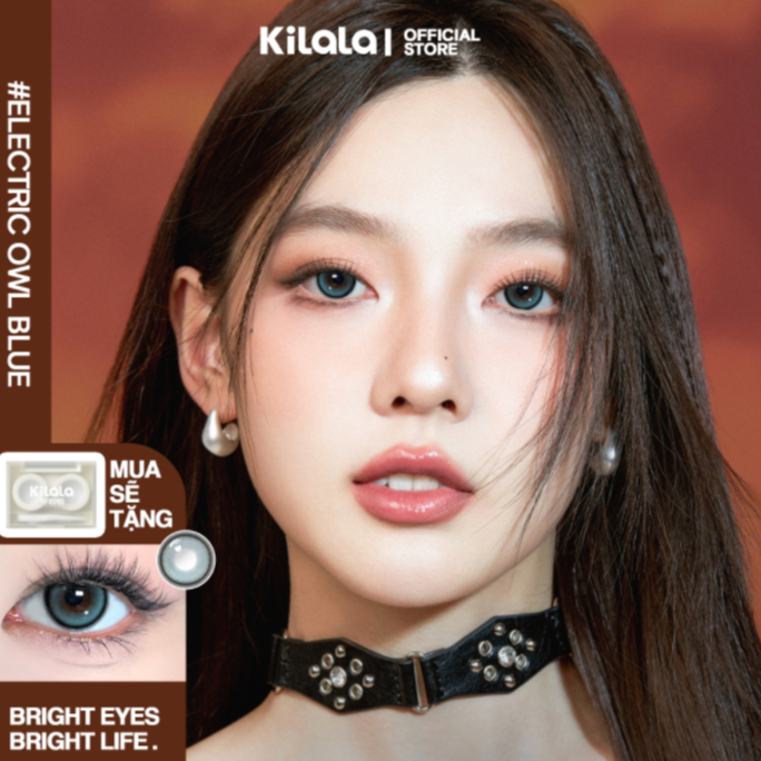 Kilala คอนแทคเลนส์ไฟฟ้า ลายนกฮูกครึ่งปี สีฟ้า DIA 14.2 มม. 2 ชิ้น | Shopee Thailand