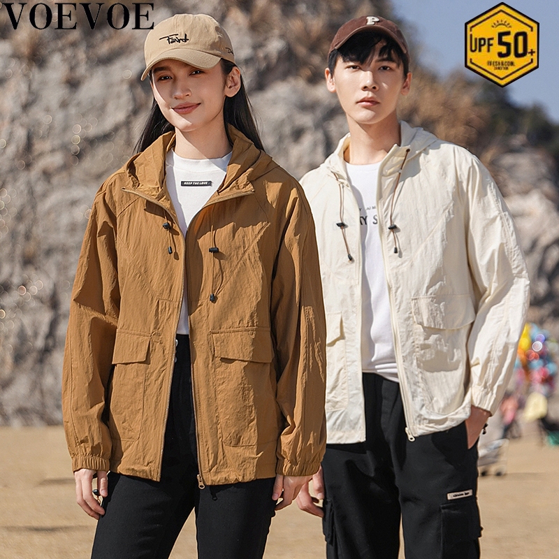 【VOEVOE】เสื้อแจ็กเก็ต Upf 50 มีฮู้ด ป้องกันรังสียูวี น้ําหนักเบา ระบายอากาศ สําหรับผู้หญิง และ ...
