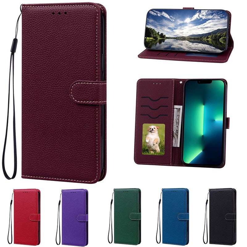 เคส compatible for Redmi Note 14 13 12 11 Pro Plus 14C 13C 12C 10C 12S Soft Flip Lychee Leather ...