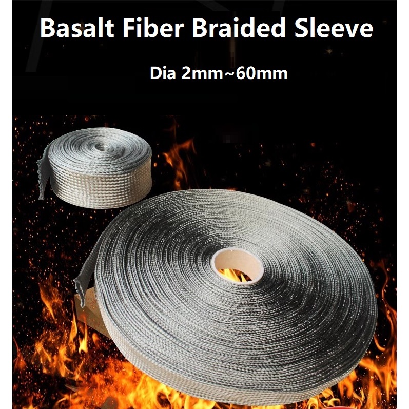 Basalt fiber Braided sleeve Dia 2mm ~ 50mm Protecting cable sleeve ...