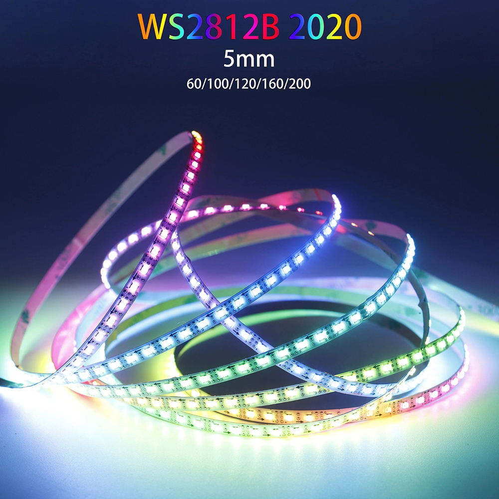 แถบไฟ LED IC WS2812B 2020SMD RGBIC 5 มม. WS2812 60 100 120 160 200Leds ...