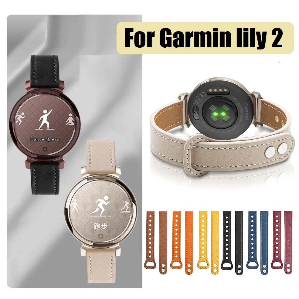 Leather สาย Garmin Lily 2 Active Strap For Garmin Lily 2 Strap Slim Thin Bracelet For Garmin ...