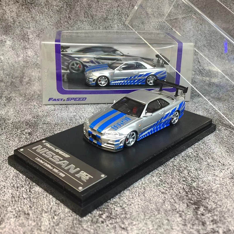 โมเดลรถยนต์ 1:64 Nissan Skyline GT-R MK5 R34 แบบอัลลอยด์ ความเร็วสูง ...