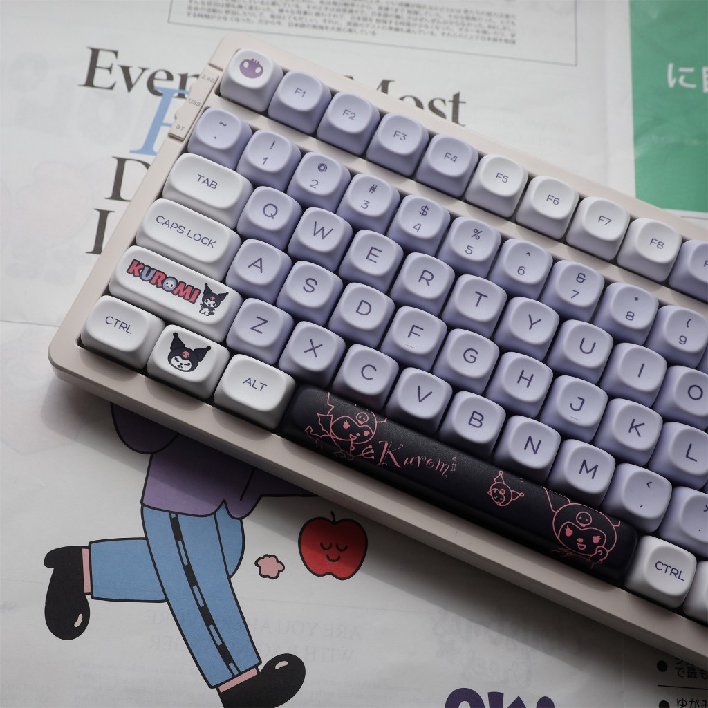 Cute Kuromi Mechanical Keyboard Keycaps MOA Profile 142keys Purple ...