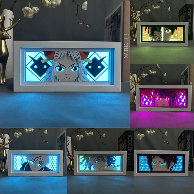 กล่องไฟ Led รูปอนิเมะ one piece Yamato Black Clover Asta Eye Face 3d ...