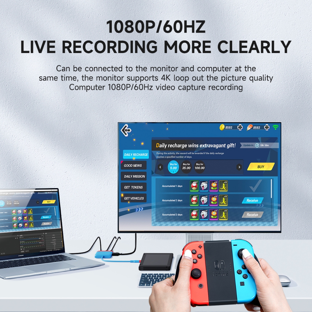 Hagibis สวิทช์ Video Capture การ์ดแบบพกพา TV Dock สําหรับ Nintendo ...