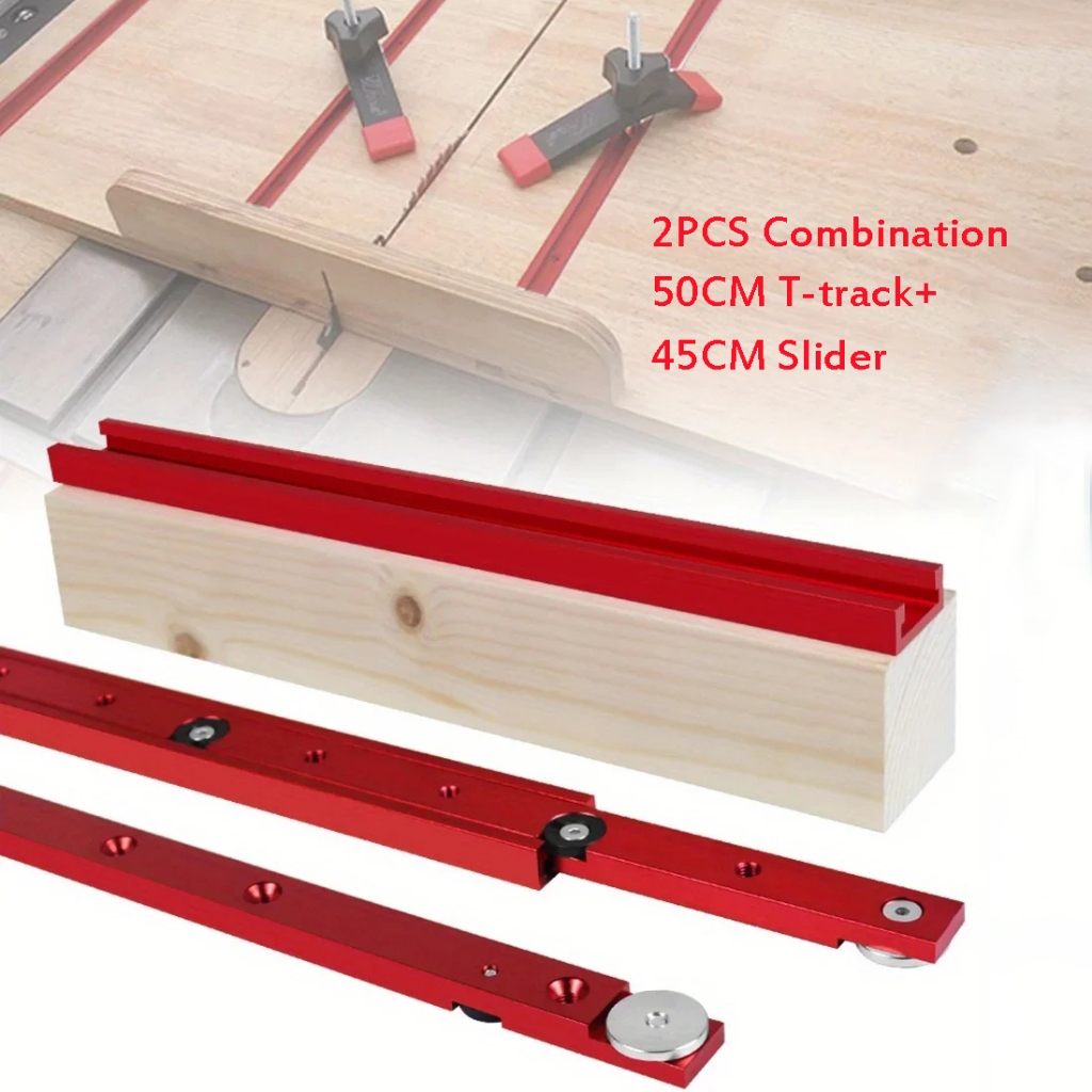 2pcs Aluminium 500mm T-track Slot Miter Track and 450mm Miter Bar ...