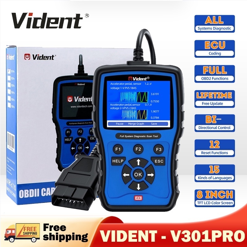 Vident V301PRO OBD2 เครื่องสแกนเนอร์อ่านโค้ด SAS EPB DPF แบตเตอรี่ ...