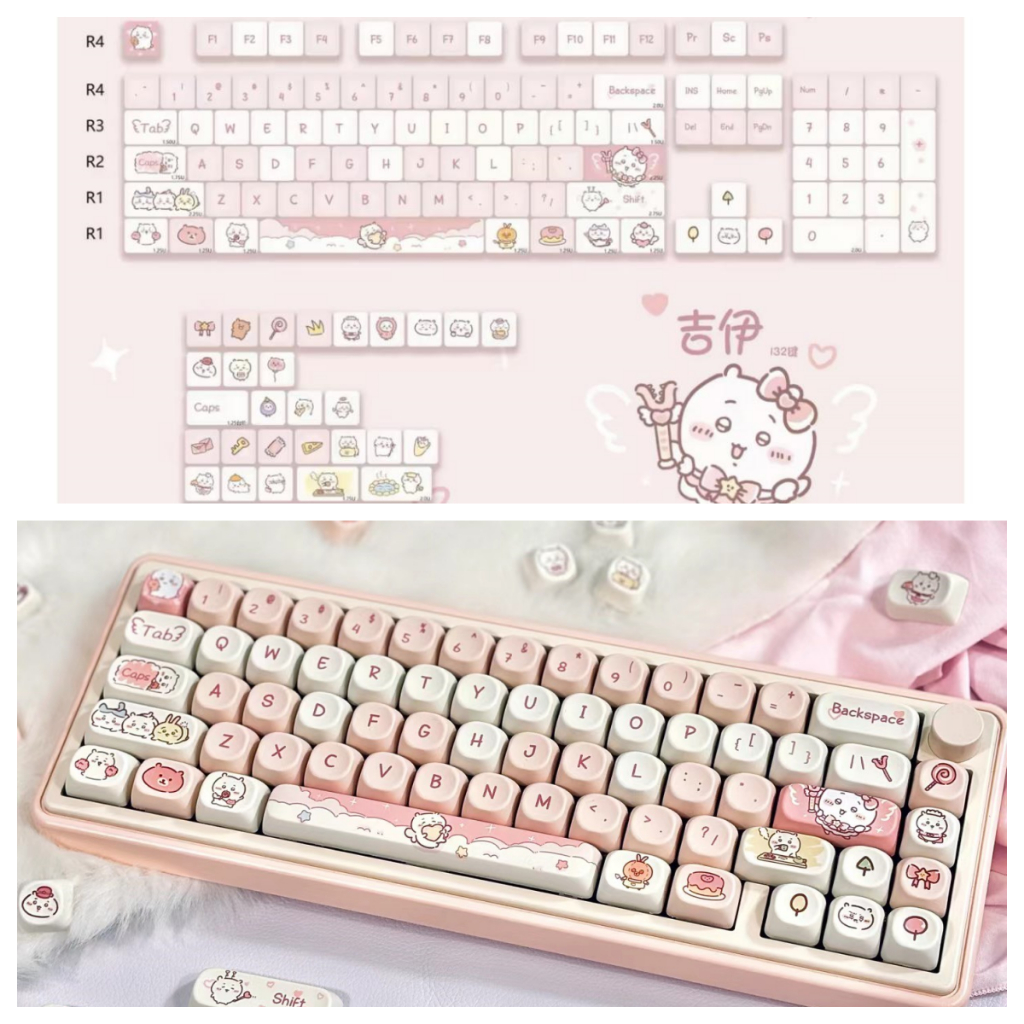 95/132 คีย์ meow meow ซีรีส์ Keycaps MOA ความสูง PBT วัสดุระเหิดความร้อน Keycap แป้นพิมพ์ ...