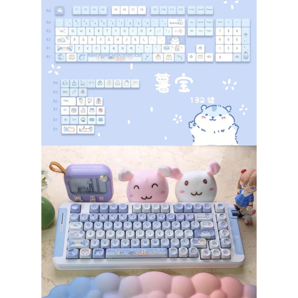 95/132 คีย์ meow meow ซีรีส์ Keycaps MOA ความสูง PBT วัสดุระเหิดความร้อน Keycap แป้นพิมพ์ ...
