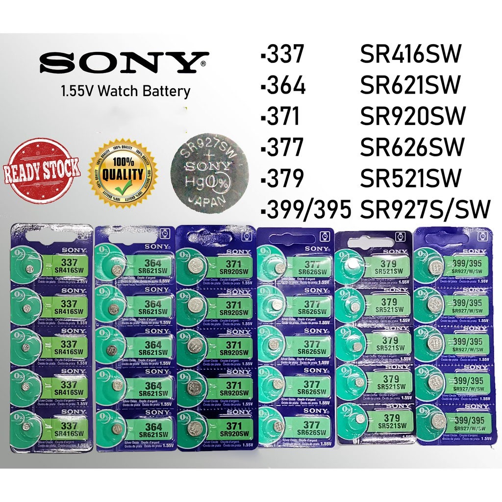 Sony • แบตเตอรี่นาฬิกาข้อมือ 337 SR416SW • 364 SR621SW • 371 SR920SW ...